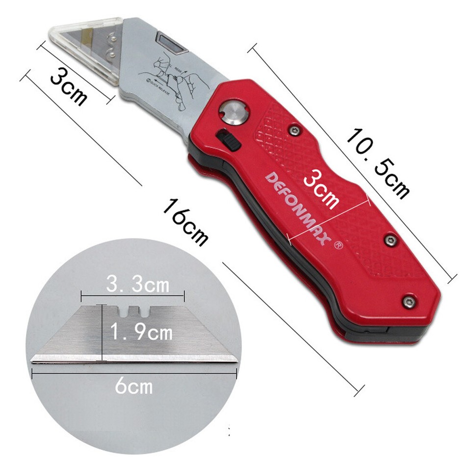 Folding Utility Knife Heavy Duty Quick-change Box Cutter Blade Storage ...