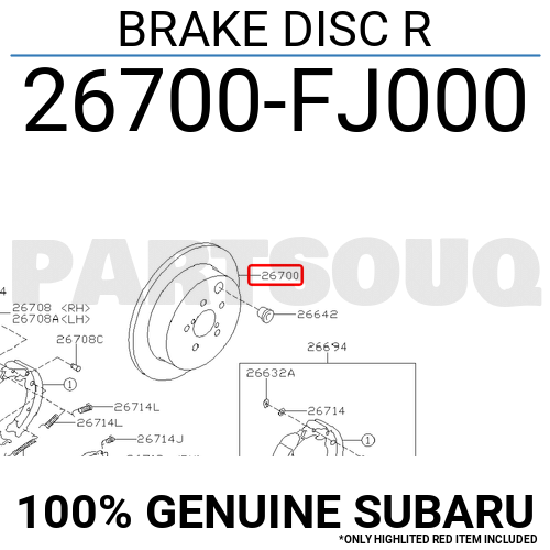 26700FJ000 Genuine Subaru BRAKE DISC R 26700-FJ000 | eBay