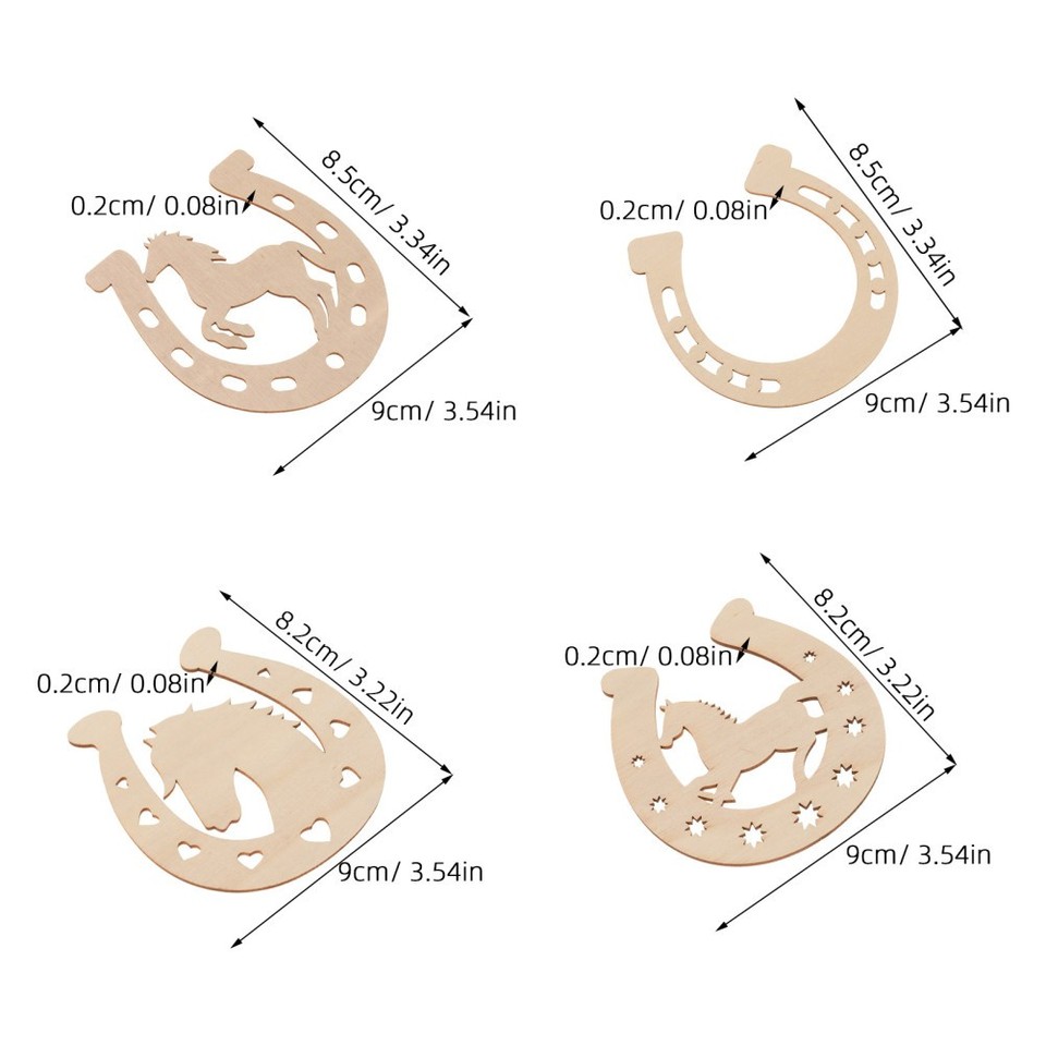 24 Pcs Horseshoe Wood Chip Pendant Blank Slices Cutouts for Party | eBay