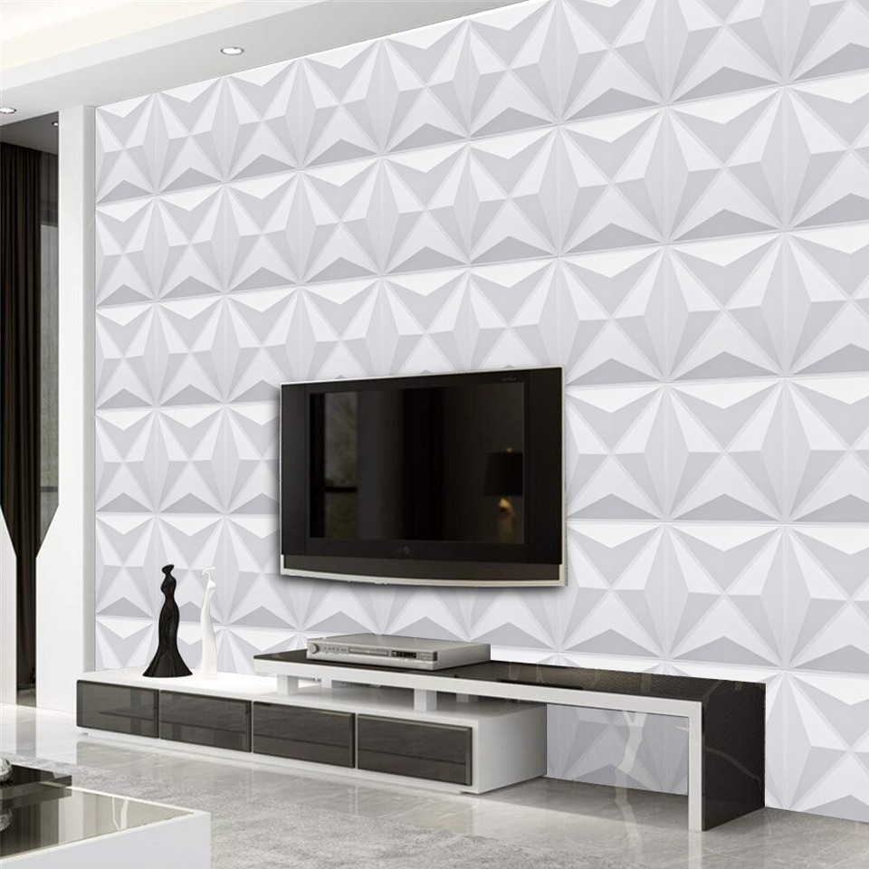 12/24x White 3D Embossed Wall Panels Ceiling Background Wall PVC ...