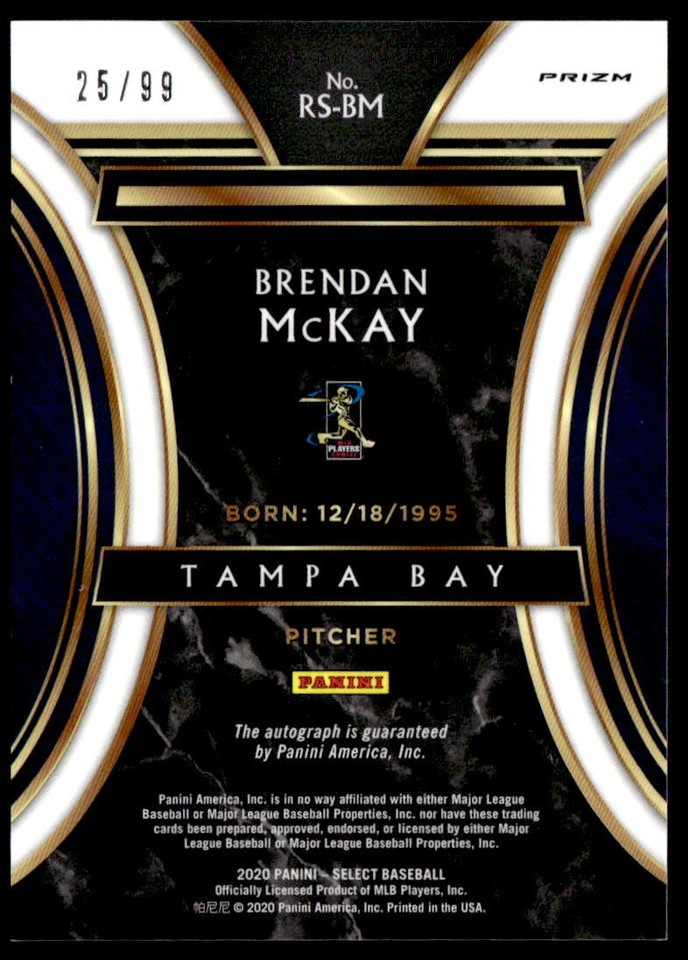 2020 Panini Select Brendan McKay Rookie Signature Auto Holo /99 Rays | eBay