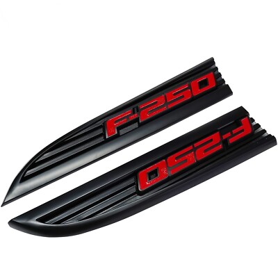 For 2011-2016 F250 Superduty Emblems Side Fender Badge Black Red | eBay