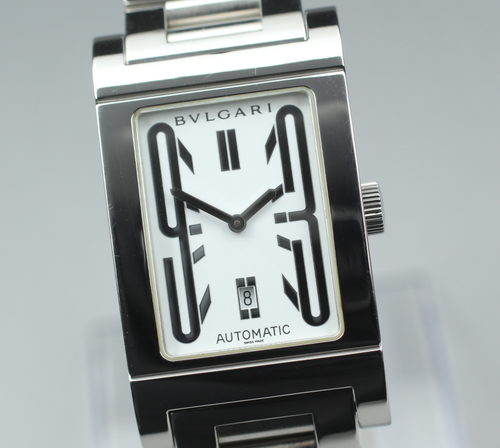 [Exc+5 Box] BVLGARI Rettangolo RT45S Automatic Date White Dial 26mm ...