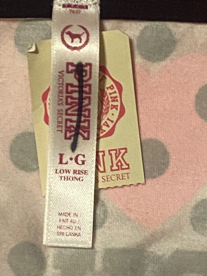 Victoria’s Secret Pink 2011 Y2K I Love You Lace Side Thong dot L Panty ...