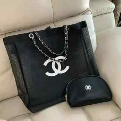NEWCHANEL VIP GIFT Beauty Mesh Tote Bag Beach Pouch Bag Case Storage ...