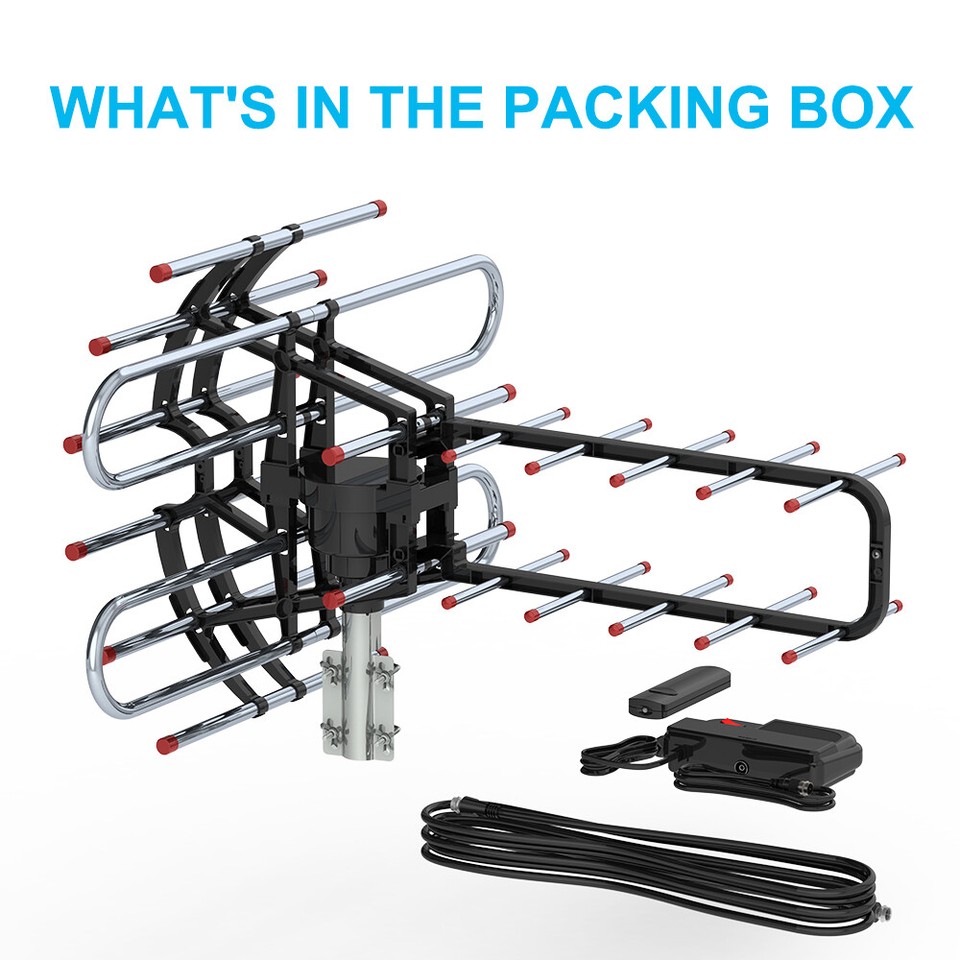 HDTV 1080P Outdoor Amplified Digital Antenna 360 Rotor HD TV UHF VHF FM ...