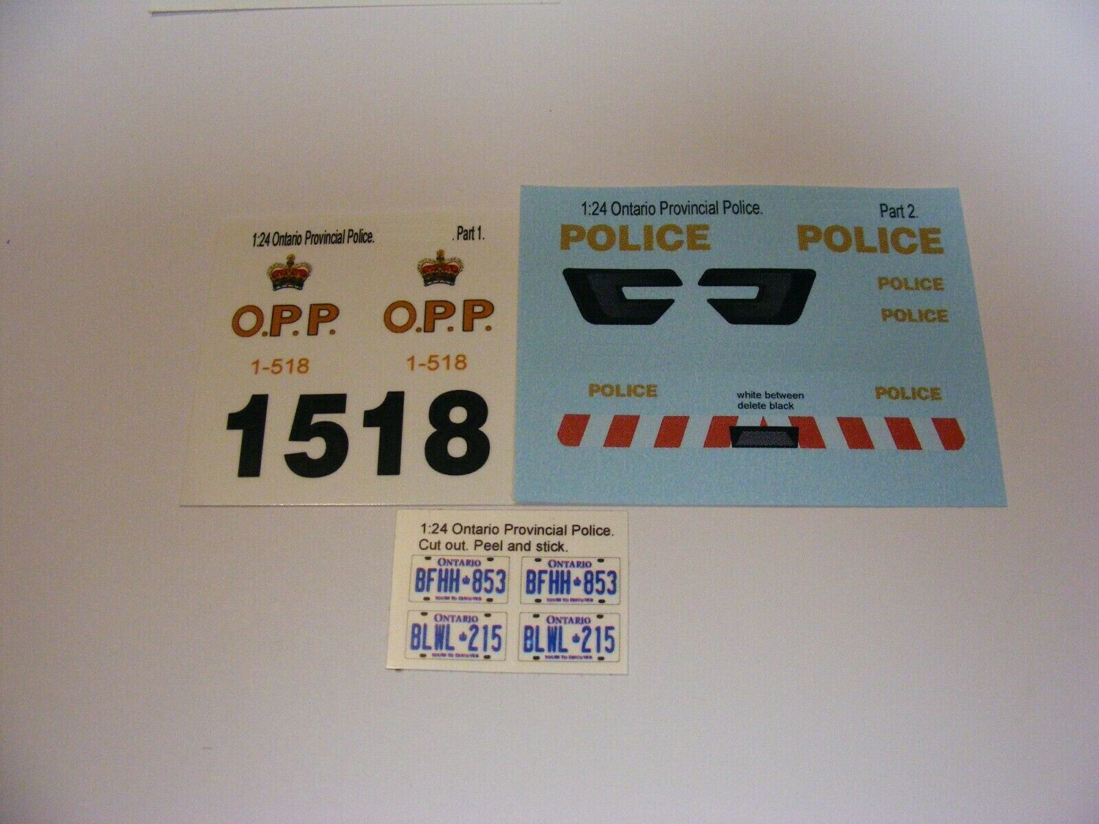 Ontario Provincial Police 1:24 Water Slide Decals For Die cast Model ...