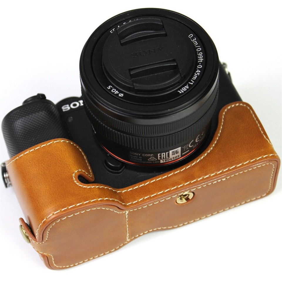 Half-shell Camera Bag Sony A7C Case Faux Leather Brown CC1172b | eBay
