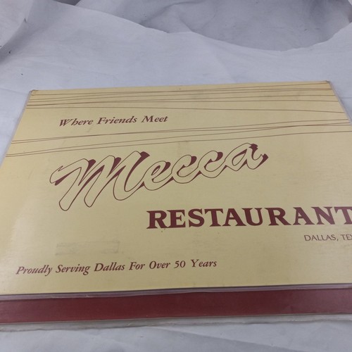 Vintage Mecca Dallas, Texas Restaurant Hardcover Table Menu Rare | eBay