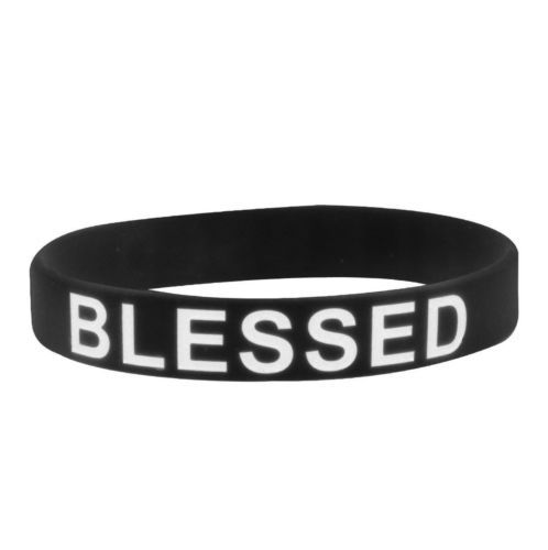 2X Blessed Wristband Black & White Rubber Silicone Bracelet Live For ...