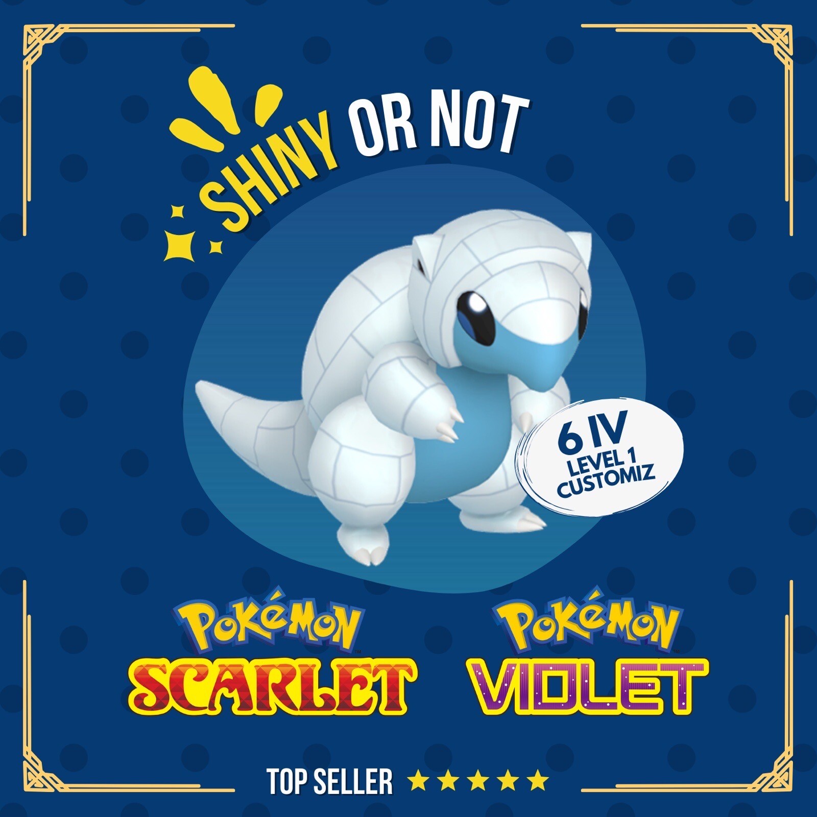 Sandshrew Alolan Shiny or Non 6 IV Customizable OT Pokémon Scarlet ...
