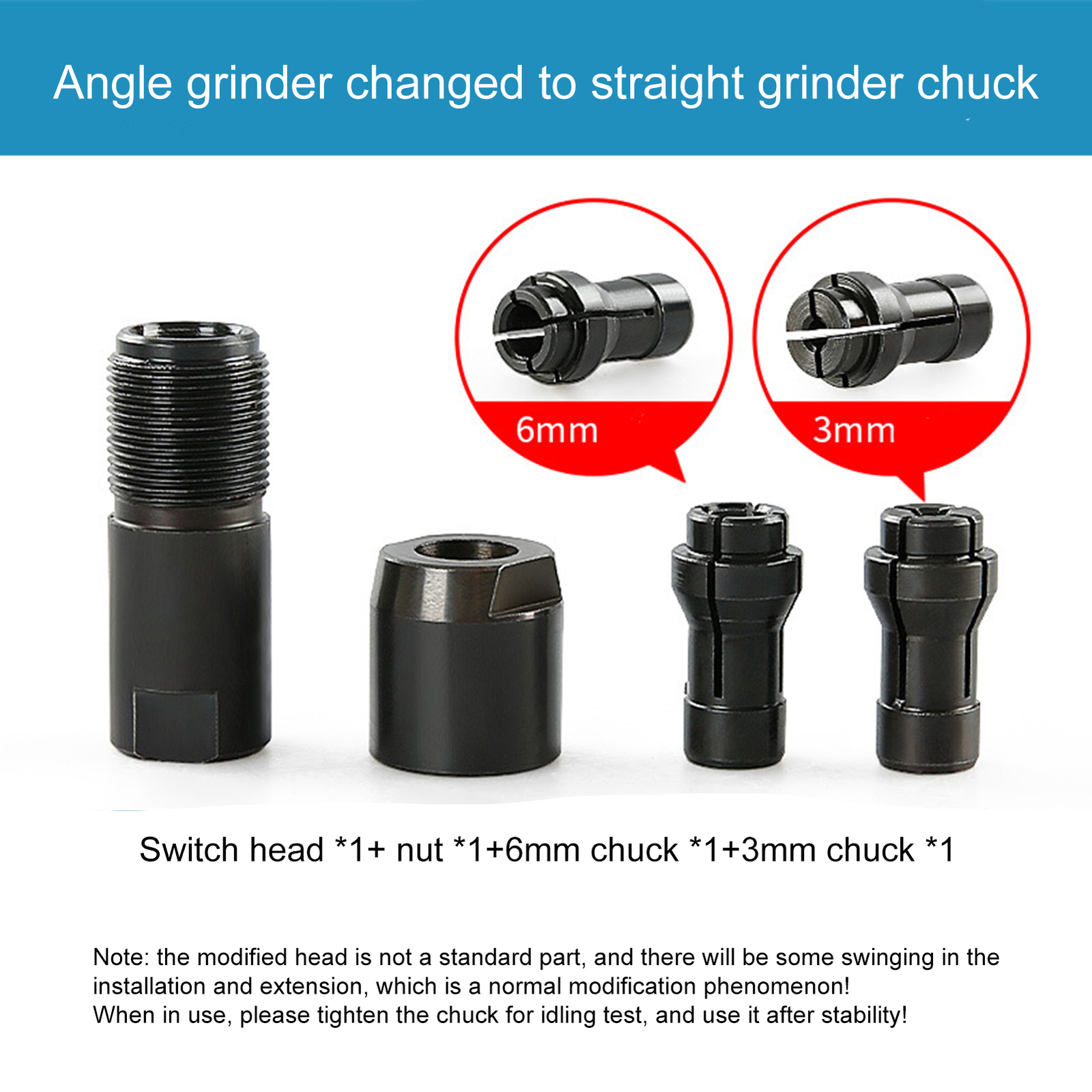 3mm/6mm Drill Chuck Adapter Improve Work Efficiency Polishing Angle ...