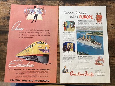 vintage 1949 canadian pacific & union pacific print ads (2) | eBay