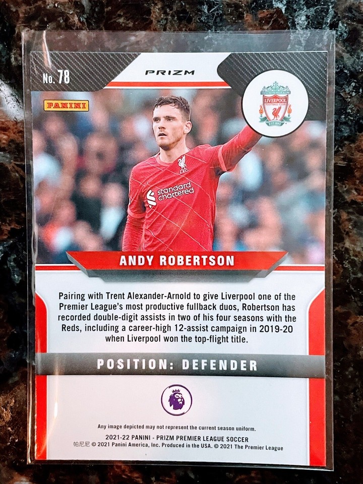 ANDY ROBERTSON 2021 Panini Prizm Premier League ⚽️ SP Pink Cracked Ice ...