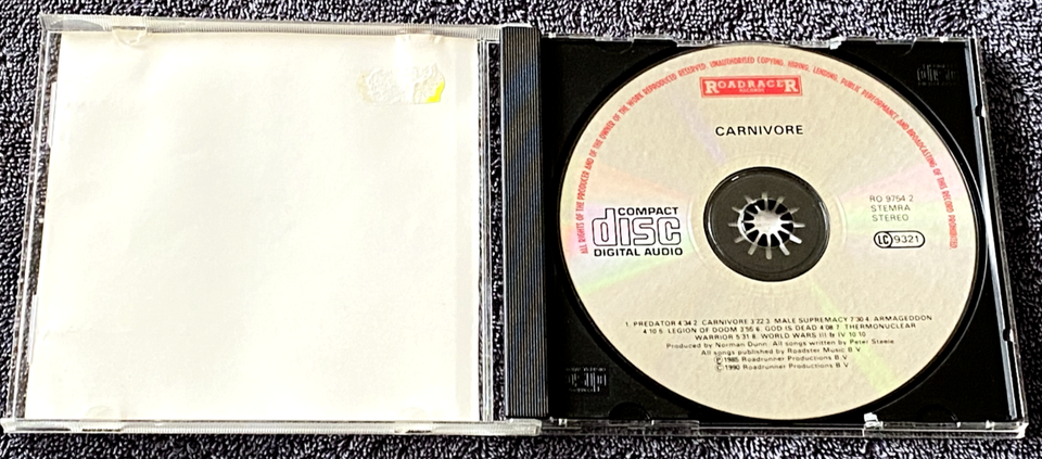 CARNIVORE - S/T CD 1990 ROADRACER RECORDS Price Killers WEST GERMANY ...