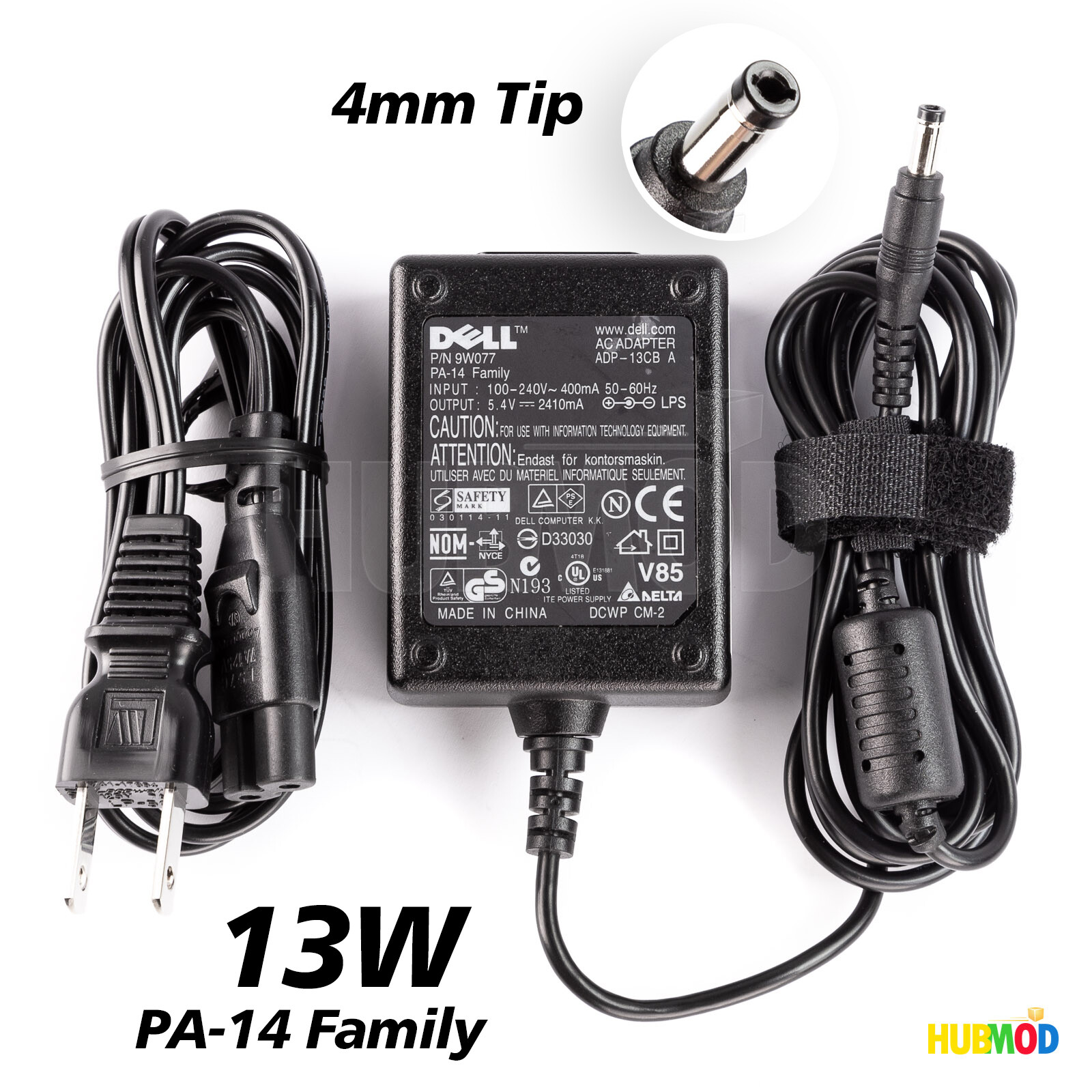 Dell OEM 13W PA-14 Family AC Adapter 4mm Tip 5.4V 2410mA ADP-13CB P/N ...