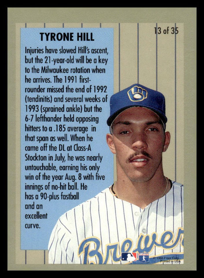 1994 Fleer 13 Tyrone Hill Major League Prospects Insert | eBay