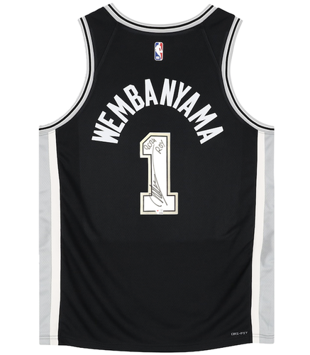 Victor Wembanyama Autographed "2024 ROY" Spurs Black Icon Ed. Jersey ...