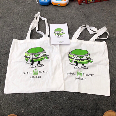 TWO NEW Cloth tote bags & booklet SHAKE SHACK, Lakeside GREAT BURGERS ...