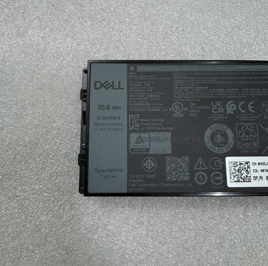 New Dell Latitude 7230 Rugged Extreme battery 7.6V 35.6Wh VDDJY 6WVHD ...