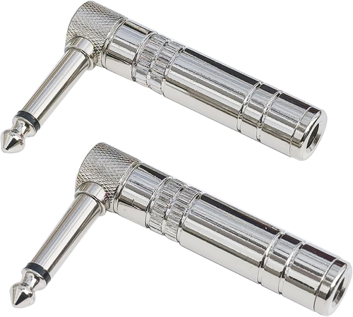 Right Angle 1/4 TRS Adapter, 6.35Mm Male to Female Stereo Audio Jack, 2 ...