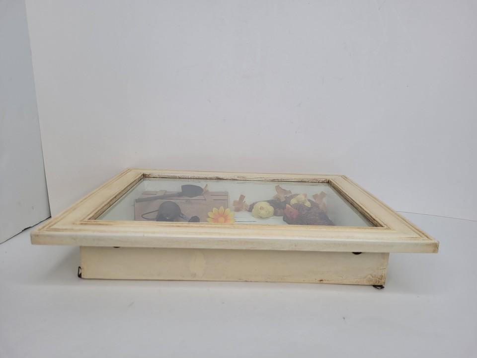 Rustic Country Farm Chickens Shadow Box Diorama Wall Hanging Vintage 14 ...