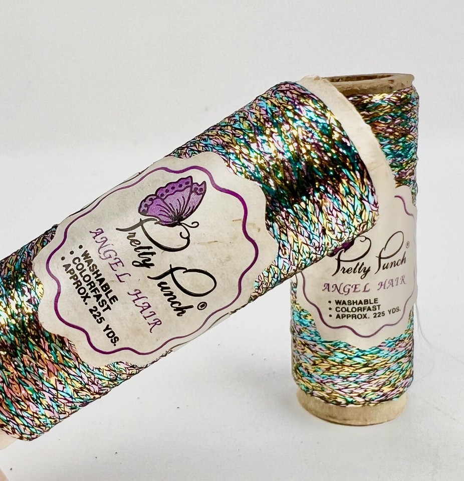 2x Pretty Punch Angel Hair RAINBOW METALLIC Fine Embroidery Thread Yarn ...