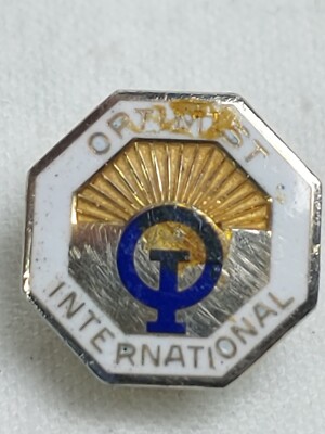 VintageOptimist International Octagon White Blue Gold Tone Hat Tie ...