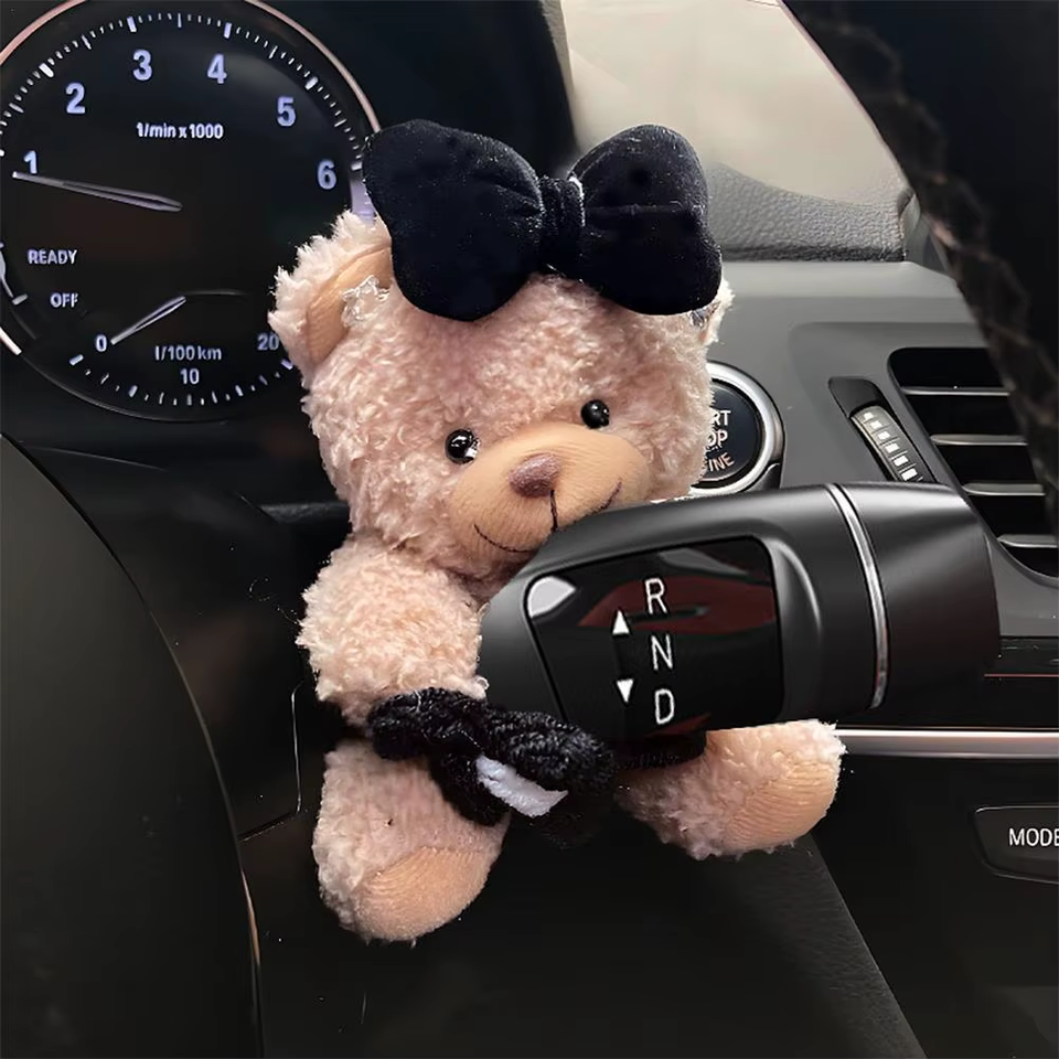 Cute Bear Car Gear Shift Decoration Plush Doll Turn Signal Wiper Doll ...
