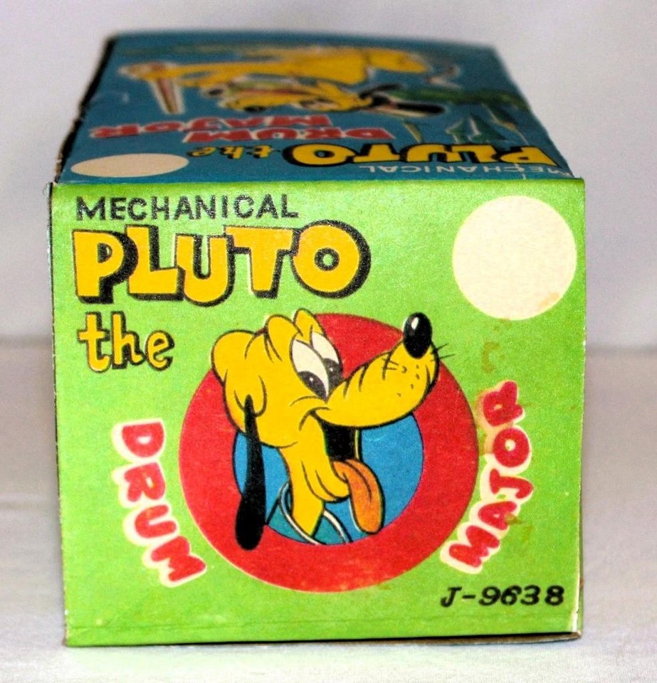 EX! DISNEY1950s" PLUTO THE DRUM MAJOR" TIN WIND-UP TOY+HORN SOUND+RE ...