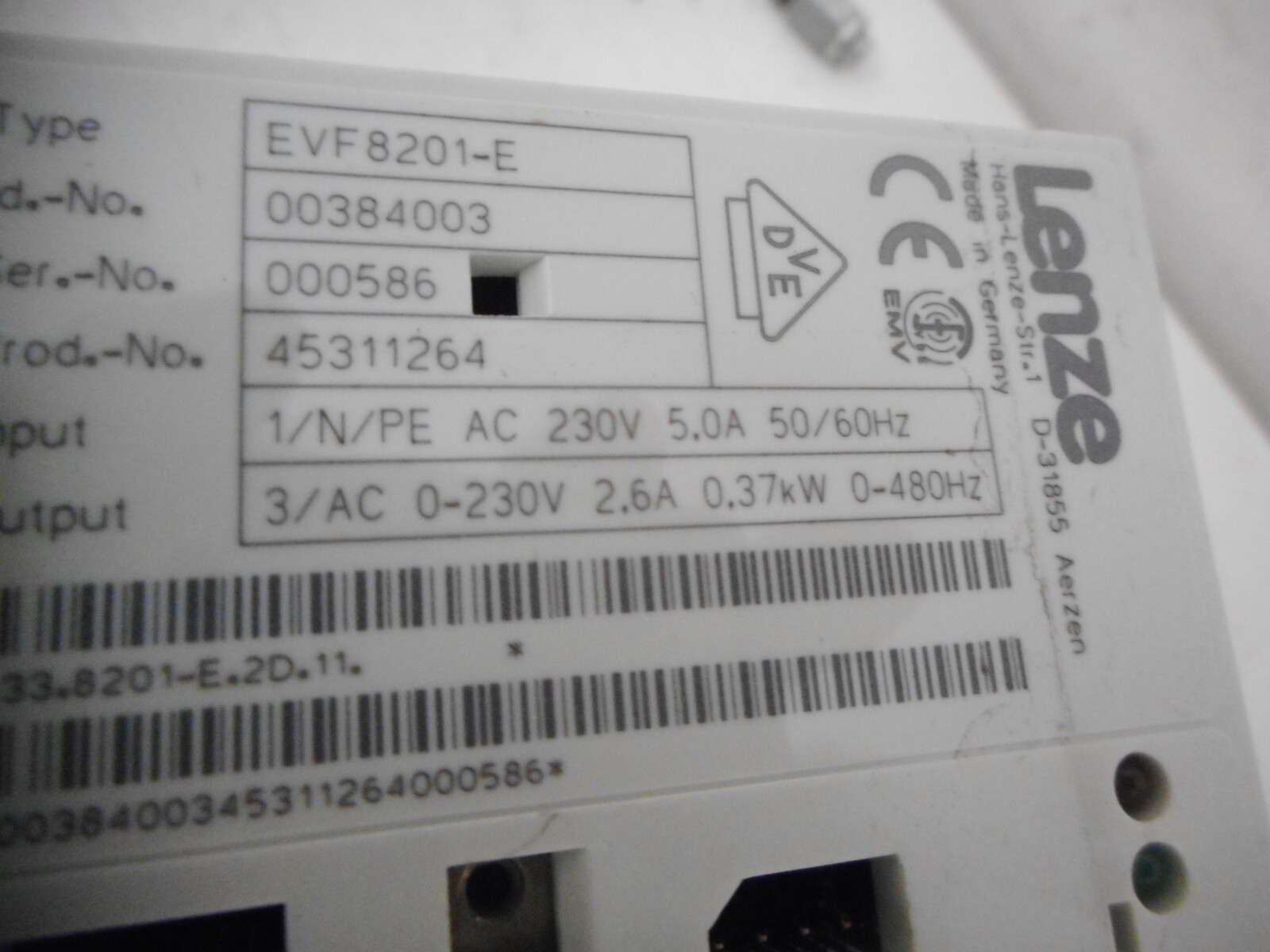 LENZE VFD -- VARIABLE FREQUENCY DRIVE 0.37kW Single Phase w/Keypad ...