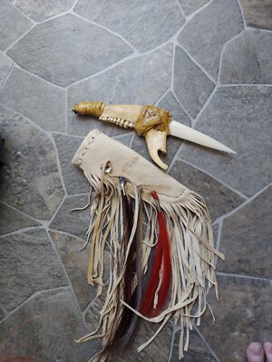 Native American Primitive Bone Knife & Jawbone Handle | eBay