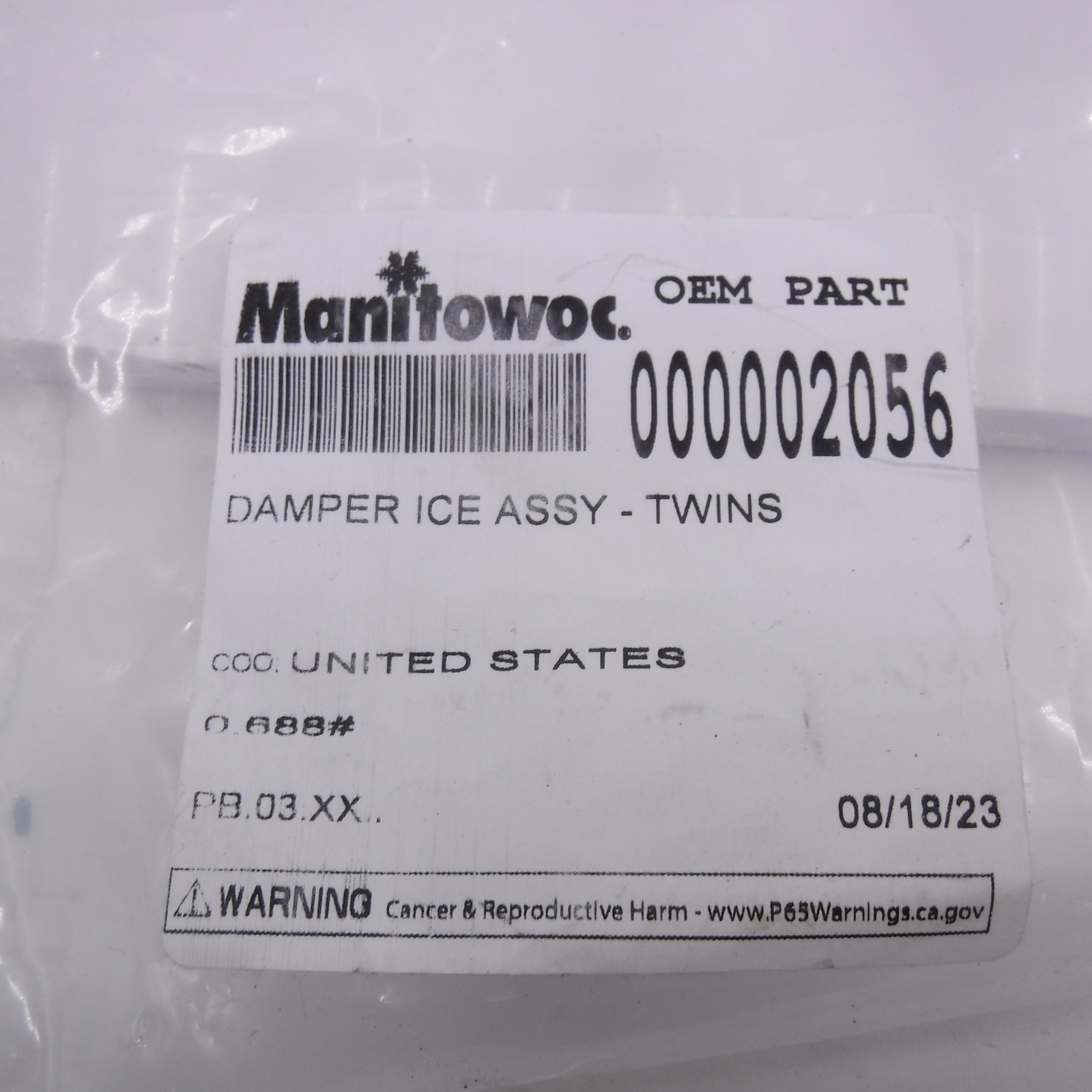 Manitowoc 2056 Ice Damper Assembly 000002056 Man000002056 for sale ...