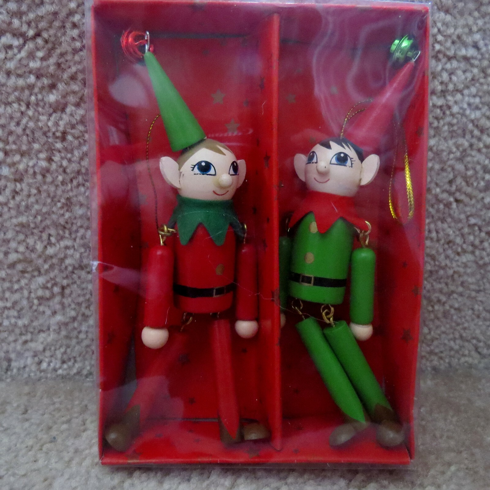 Wooden Elf Ornament with Dangling Arms & Legs - Set of 2 Elves | eBay