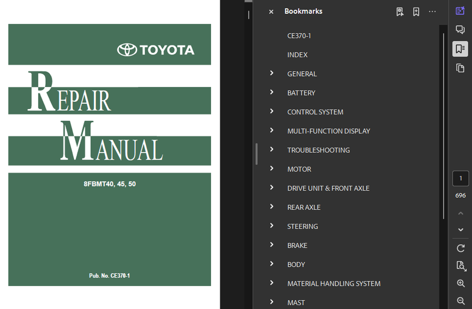 TOYOTA 8FBMT40 FORKLIFT SERVICE REPAIR SHOP MANUAL PDF USB | eBay