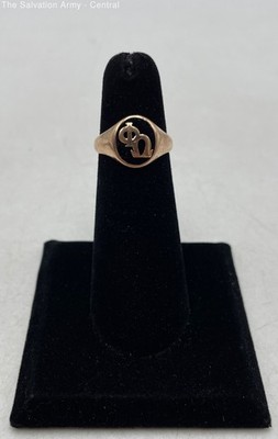 10K Yellow Gold Modern Greek Letters Phi And Omega Signet Ring Size 4.5 ...