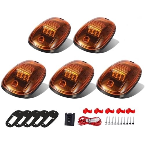 5X Amber 24 LED Amber Cab Roof Running Top Marker Amber Lens With 24 ...
