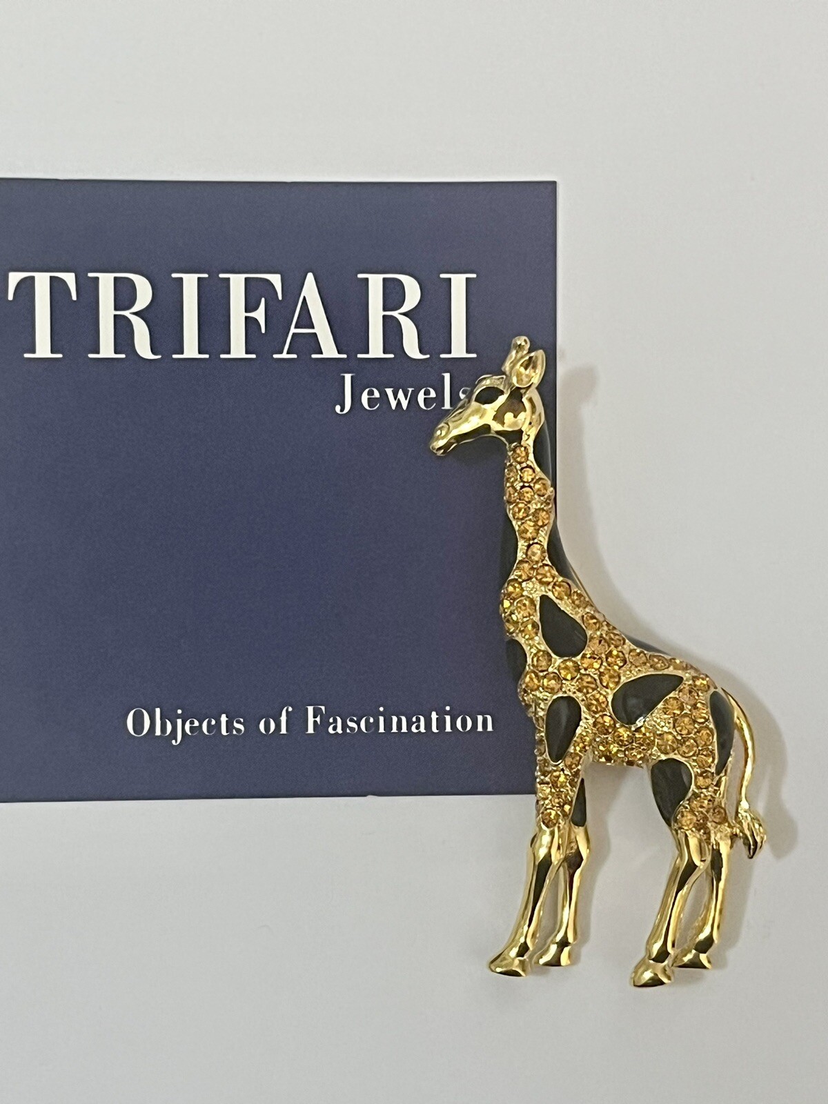 Trifari TM Giraffe Brooch Pin Signed Vintage Rhinesto… - Gem