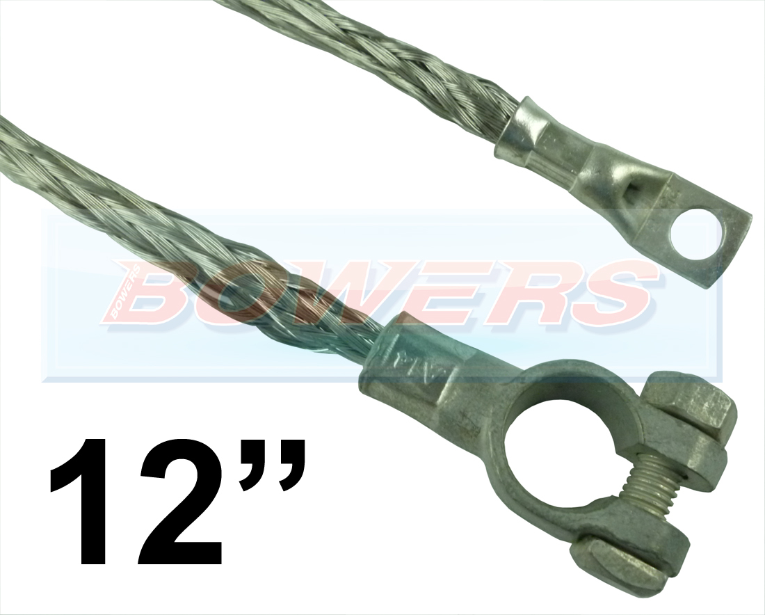 12" 300mm CAR BATTERY BRAIDED EARTH EARTHING NEGATIVE LEAD CABLE STRAP ...