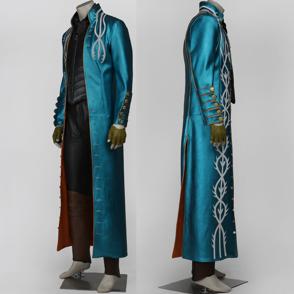 Game Devil May Cry Vergil Cosplay Outfit Blue Jacket Full Set Costume ...
