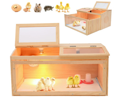 Large Chicken Brooder Box for Chick,Wooden Brooder Box 32" with Bulb ...