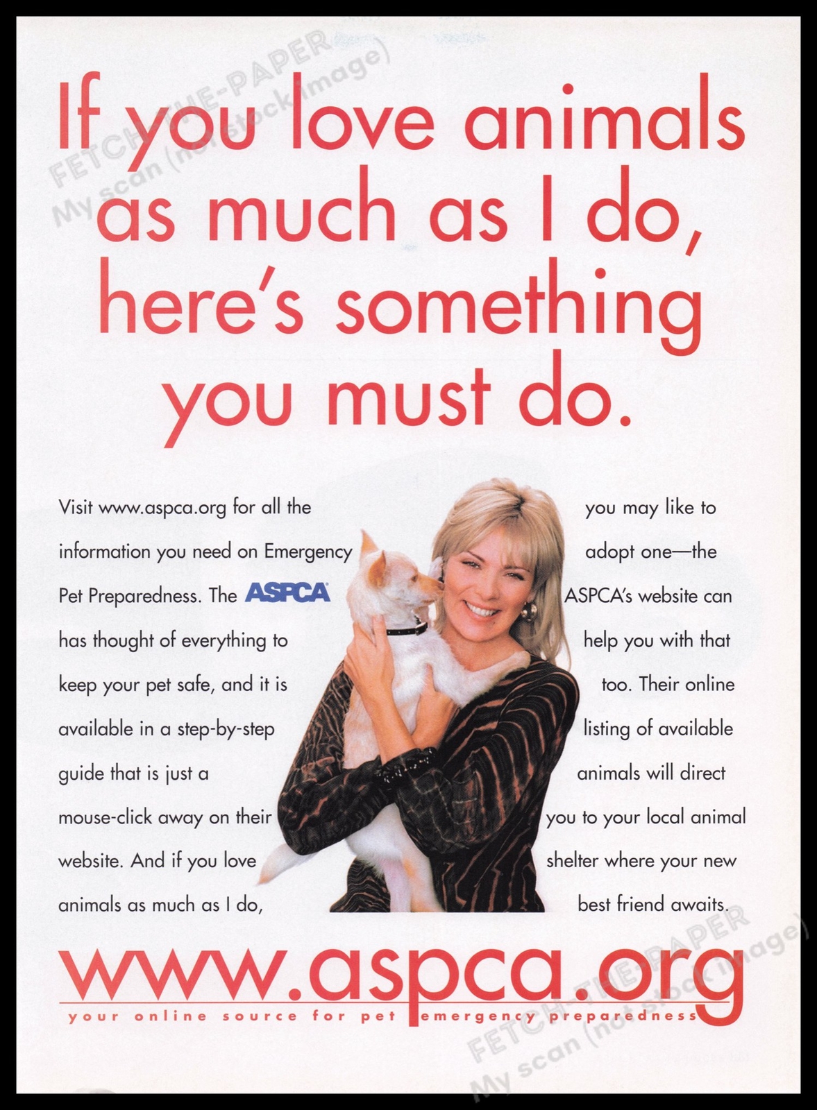 ASPCA Kim Cattrell 2000s Print Advertisement Ad 2003 Dogs Cats Organization | eBay
