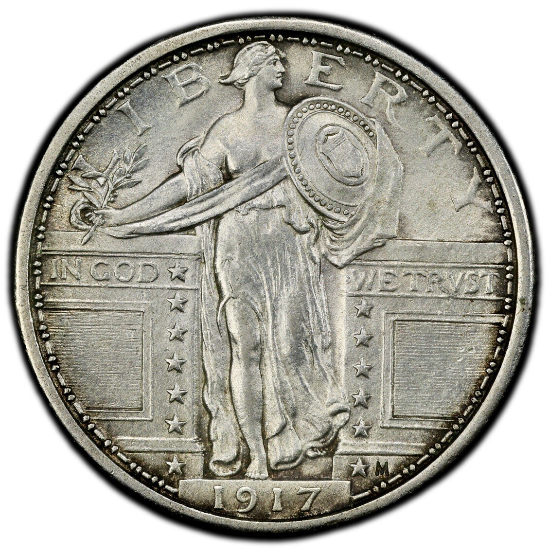1917 Type 1 25c Standing Liberty Quarter UNC MS BU Full Head T1 US Type ...