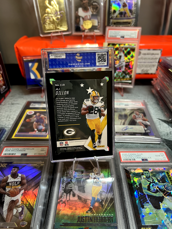 AJ Dillon Rookies and Stars True Blue Rookie Autograph /75 ISA 8.5 | eBay