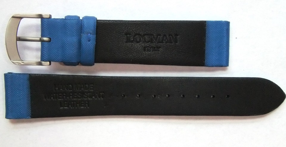 Locman 18mm Blue Water-Resistant Leather Watch Strap, Italy, New | eBay