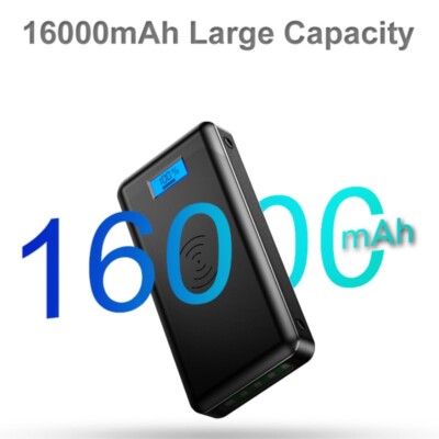 16000mAh Qi Portable Wireless Power Bank PD 18W Digital Big Capacity ...