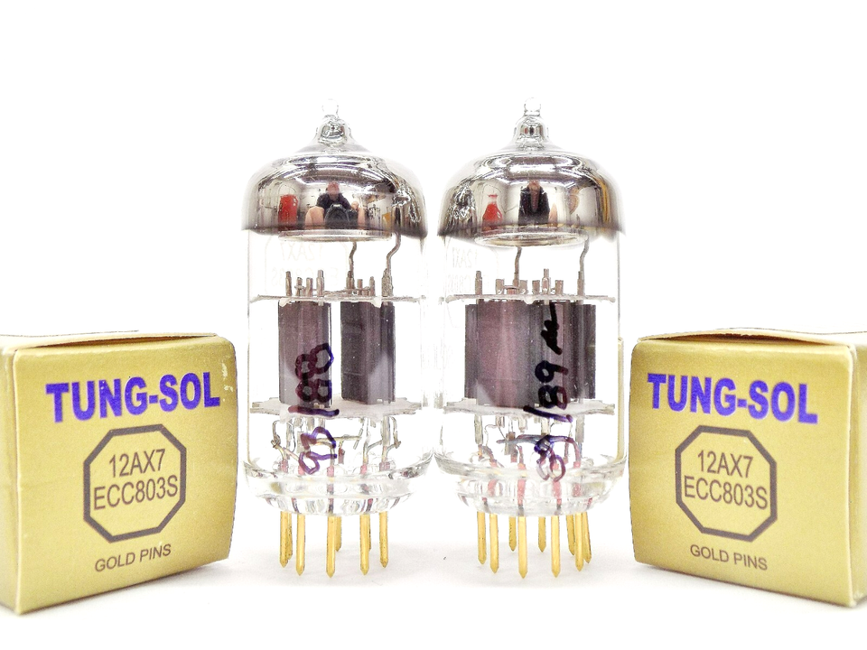 Mint Matched Pair of Low-Hour Tung Sol 12AX7/ECC803S Gold Pin Vacuum ...