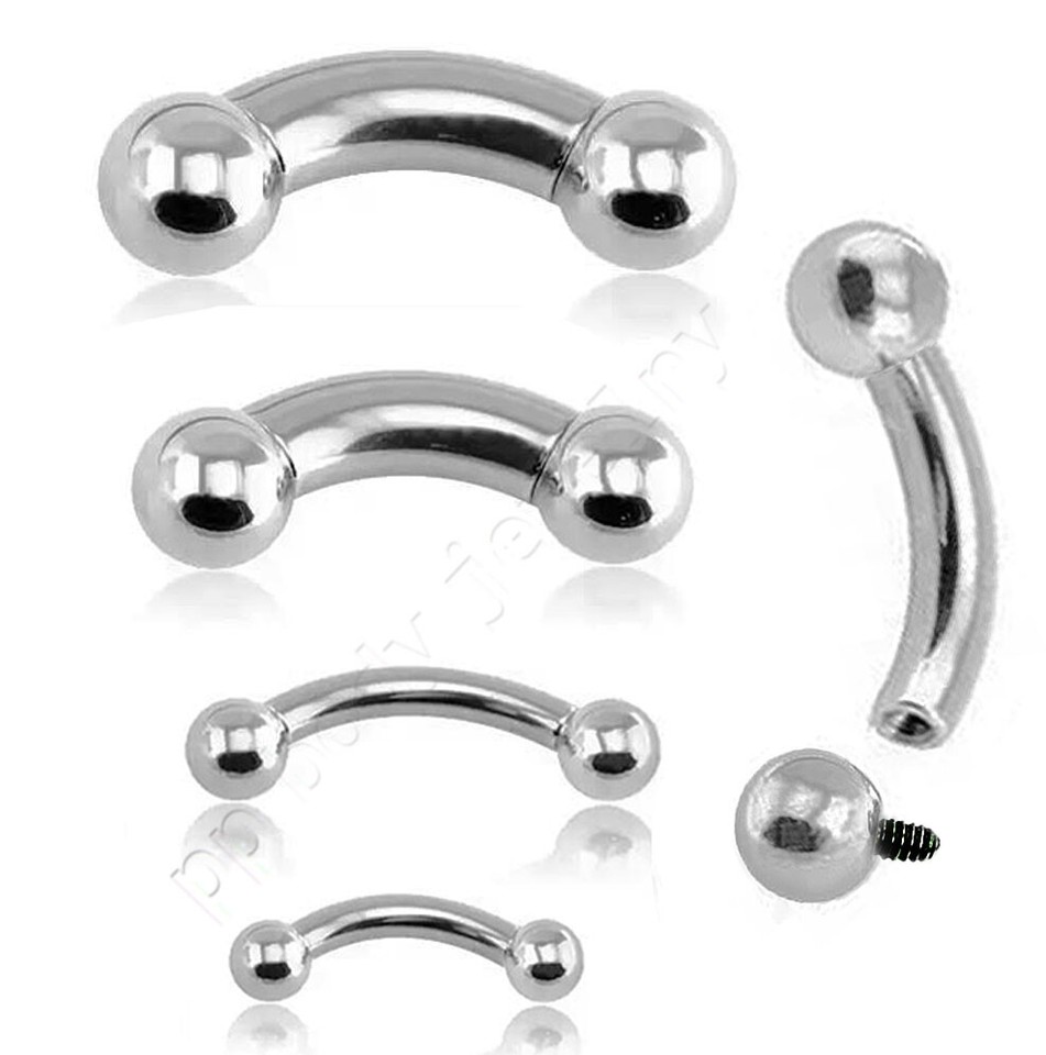 Surgical Steel Internally Threaded Curve Barbell Tongue & Prince Albert ...
