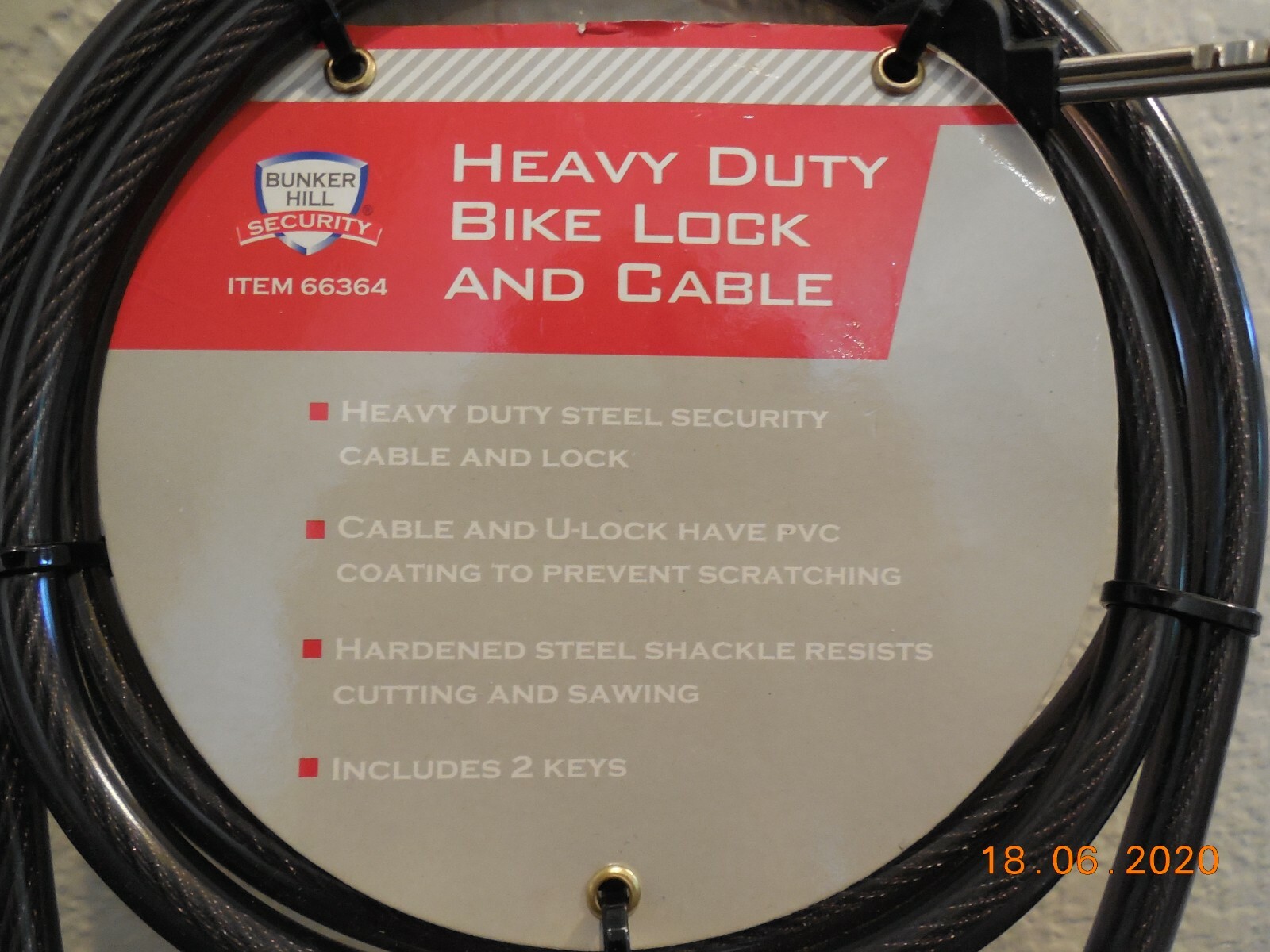 Bunker Hill Security Heavy Duty Bike Lock / Cable/ 2 Keys - 3/8inch x ...