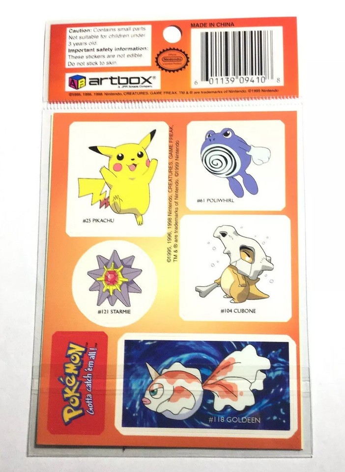 SEALED Pokemon Artbox SUPER SIZE Stickers Nintendo RAPIDASH PIKACHU ...